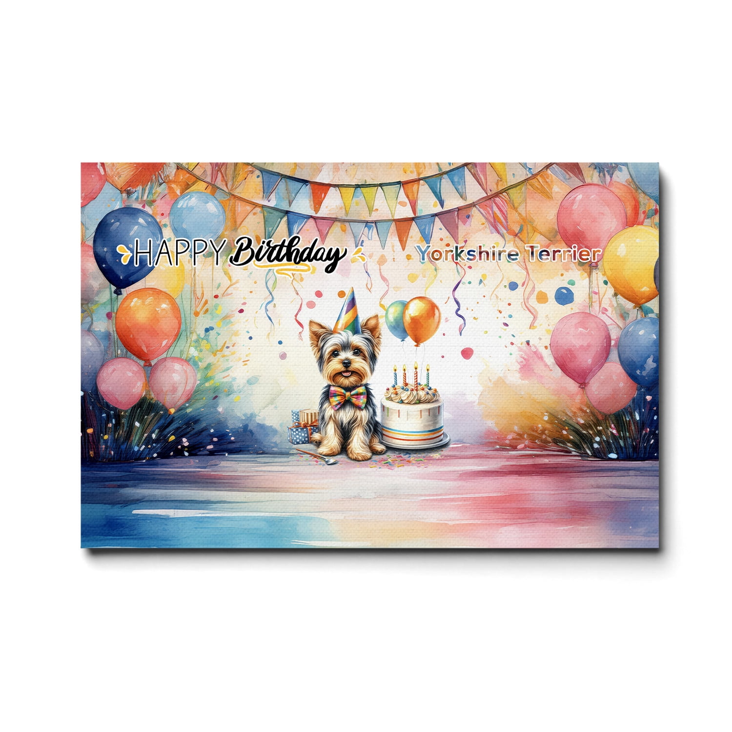Happy Birthday to Yorkshire Terrier Kitten Party Balloons Cake ...
