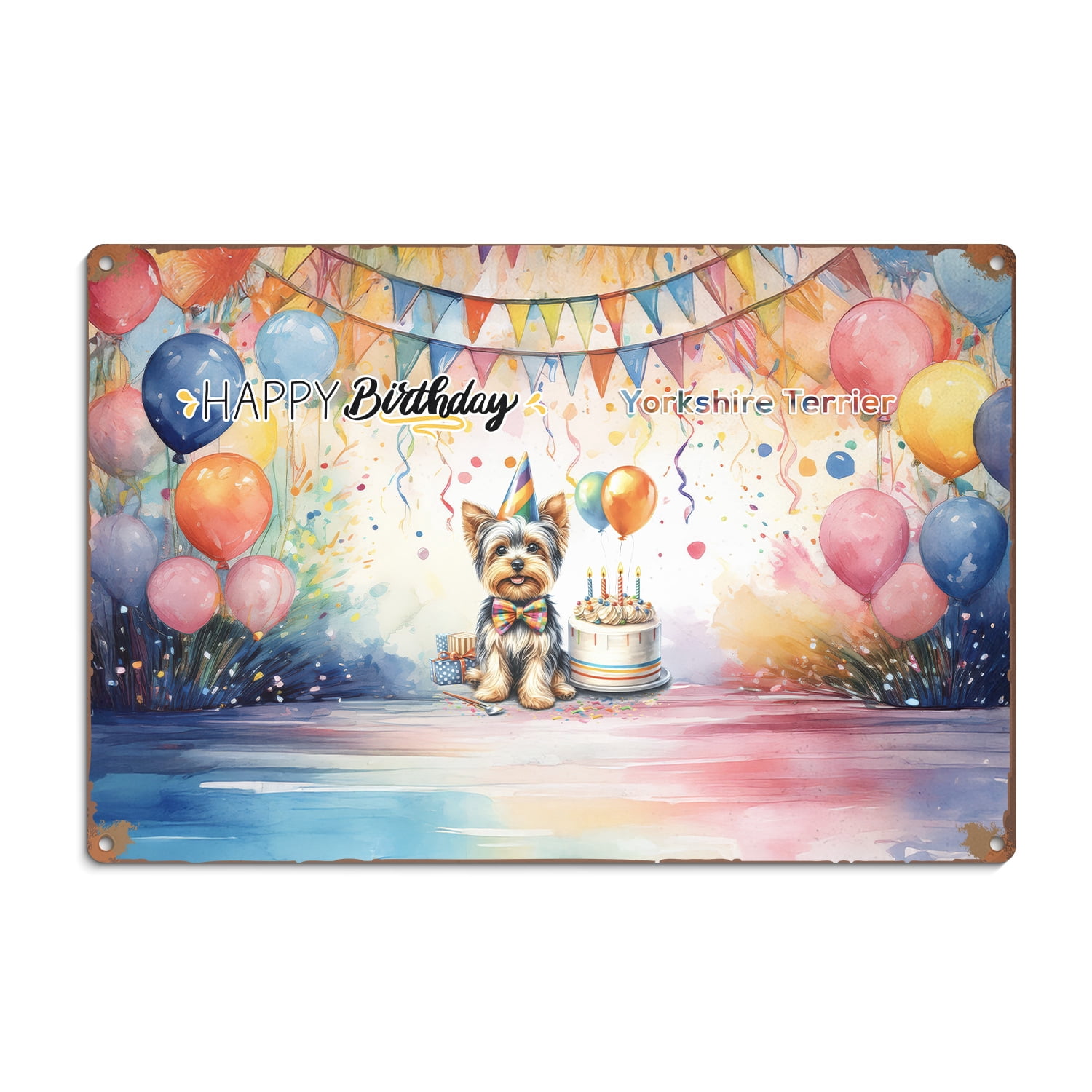 Happy Birthday to Yorkshire Terrier Kitten Party Balloons Cake ...