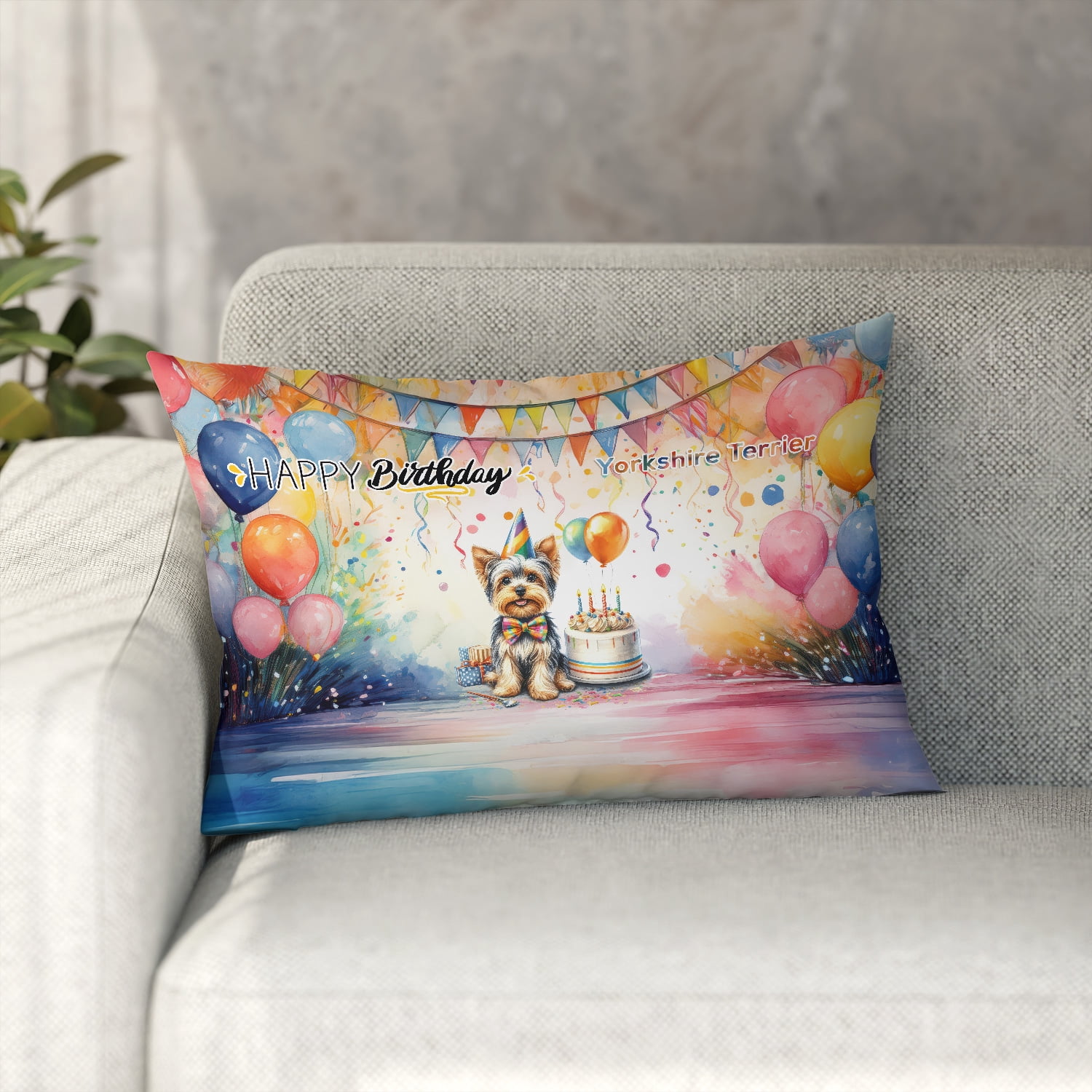 Happy Birthday to Yorkshire Terrier Kitten Party Balloons Cake ...