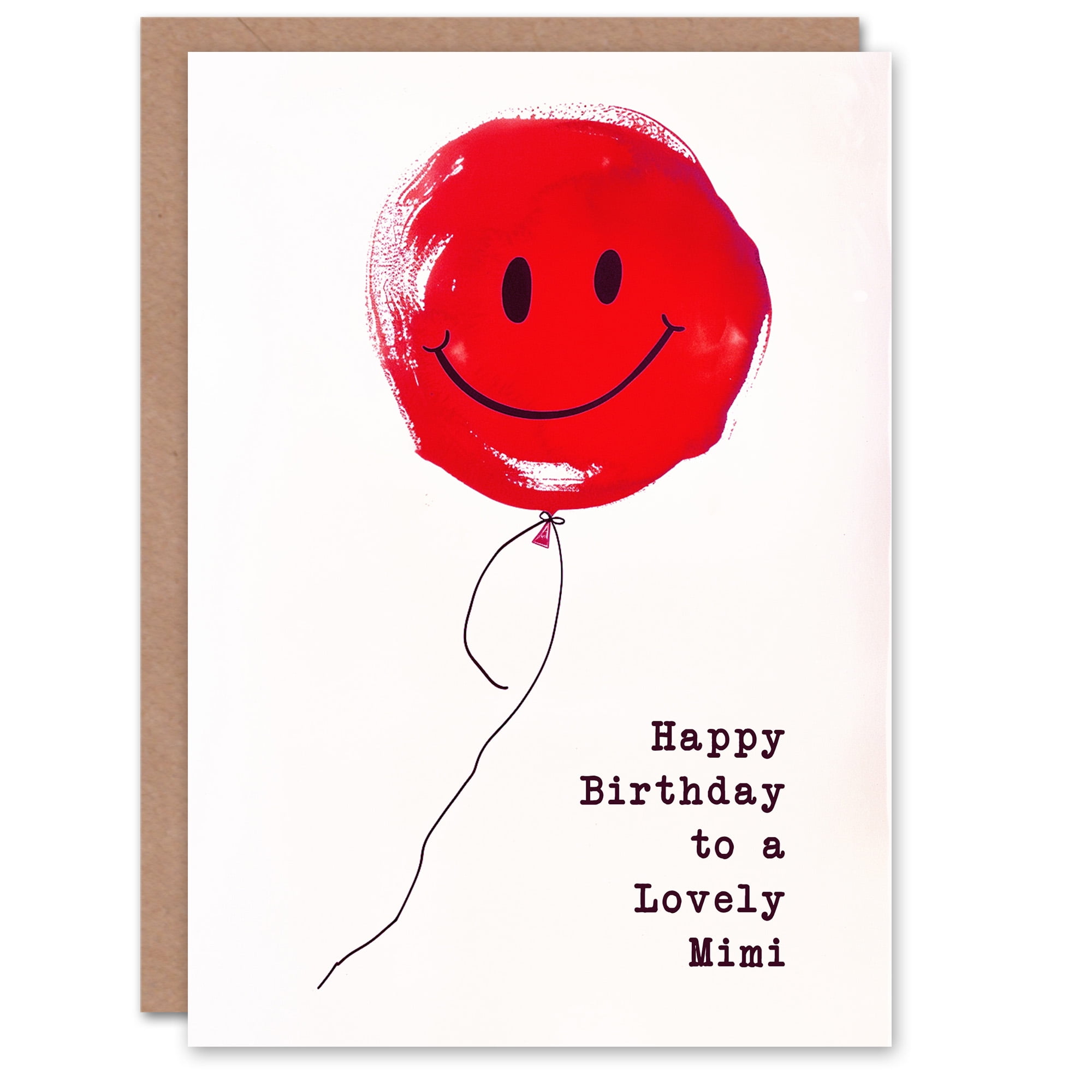 Happy Birthday to a Lovely Mimi Simple Smiley Face Red Balloon Fun Non ...