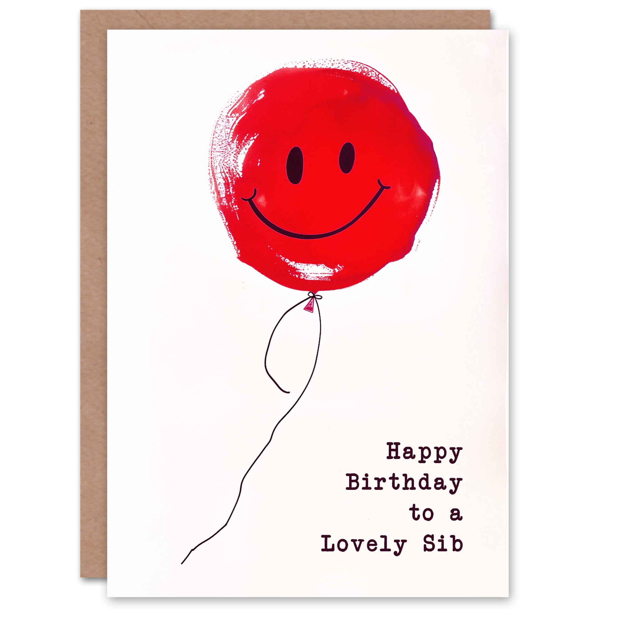 Happy Birthday to a Lovely Sib Simple Smiley Face Red Balloon Fun Non ...