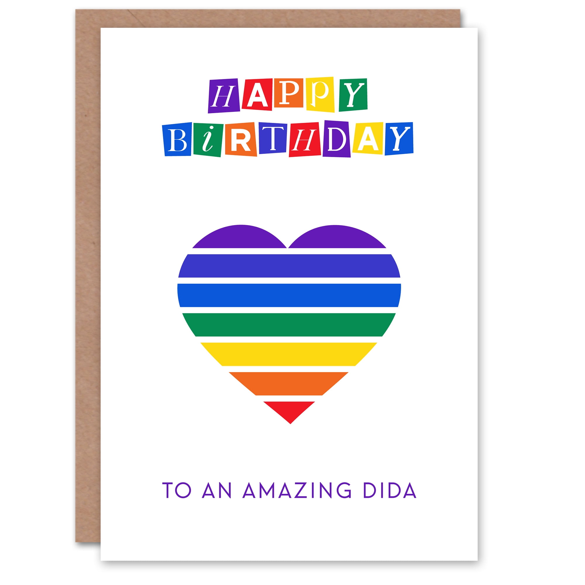 Happy Birthday to an Amazing Dida Rainbow Stripes Love Heart Non Binary ...