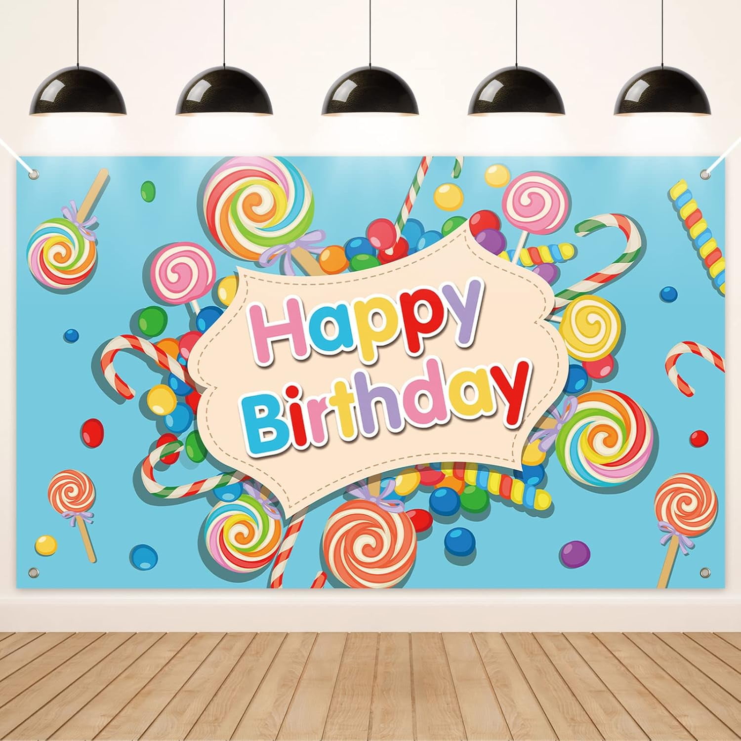 Happy Bithday Banner Decorations, Lollipop Kids Birthday Backdrop ...