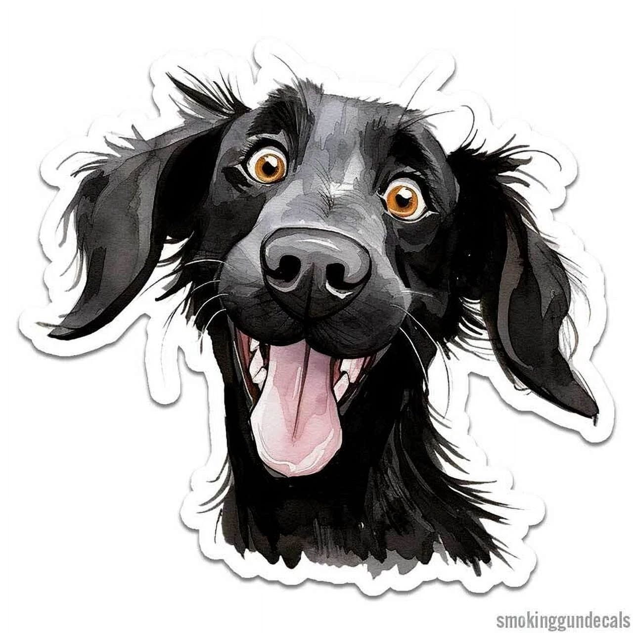 Happy Black Dog Sticker Indoor Outdoor Phone Decal Water Bottle ...