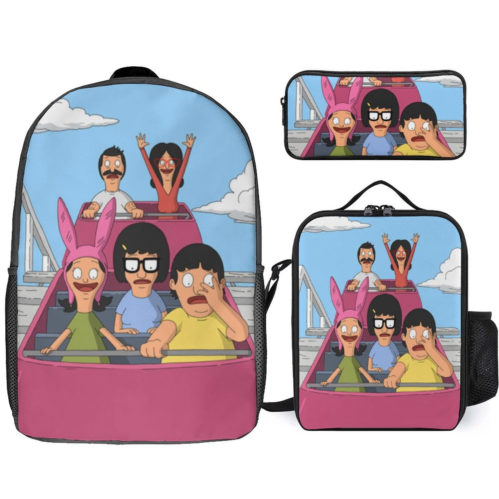 Happy Bob's Burgers Laptop Backpack With Pencil Case Lunch Bag 3 Pieces ...