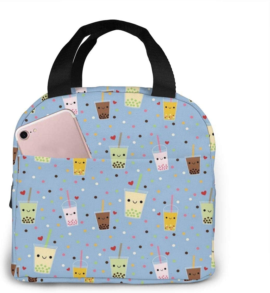 Happy Boba Bubble Tea Lunch Bag For Picnic Pouch Thermal Cooler Tote ...