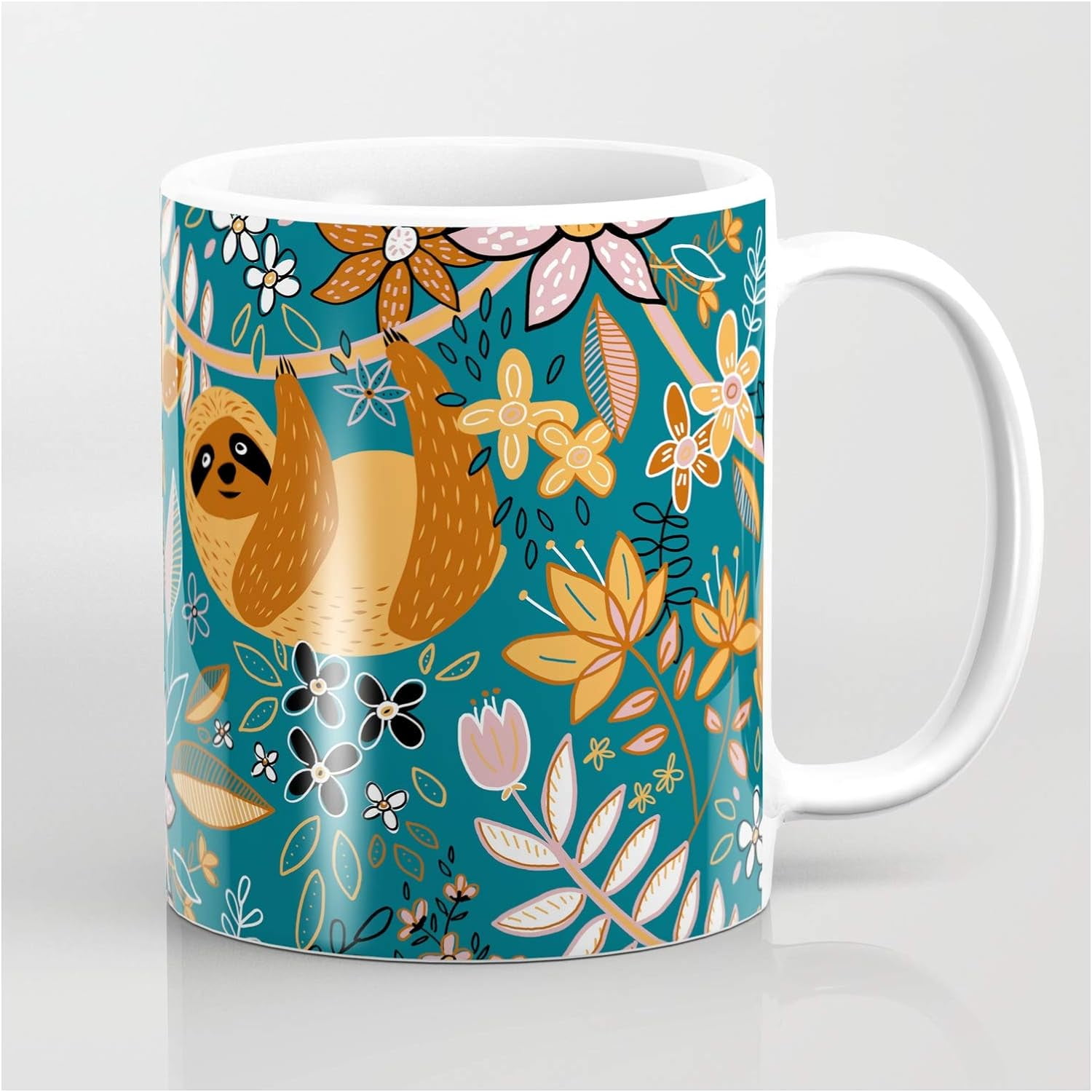 Happy Boho Sloth Floral by Micklyn on Coffee Mug - 11 oz - Walmart.com
