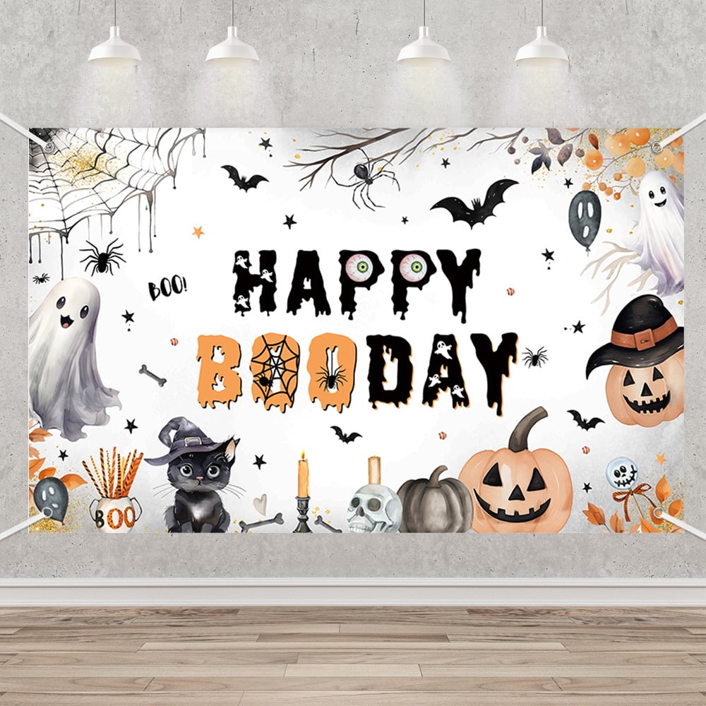 Happy Boo Day Banner Halloween Ghost Happy Birthday Party Background ...