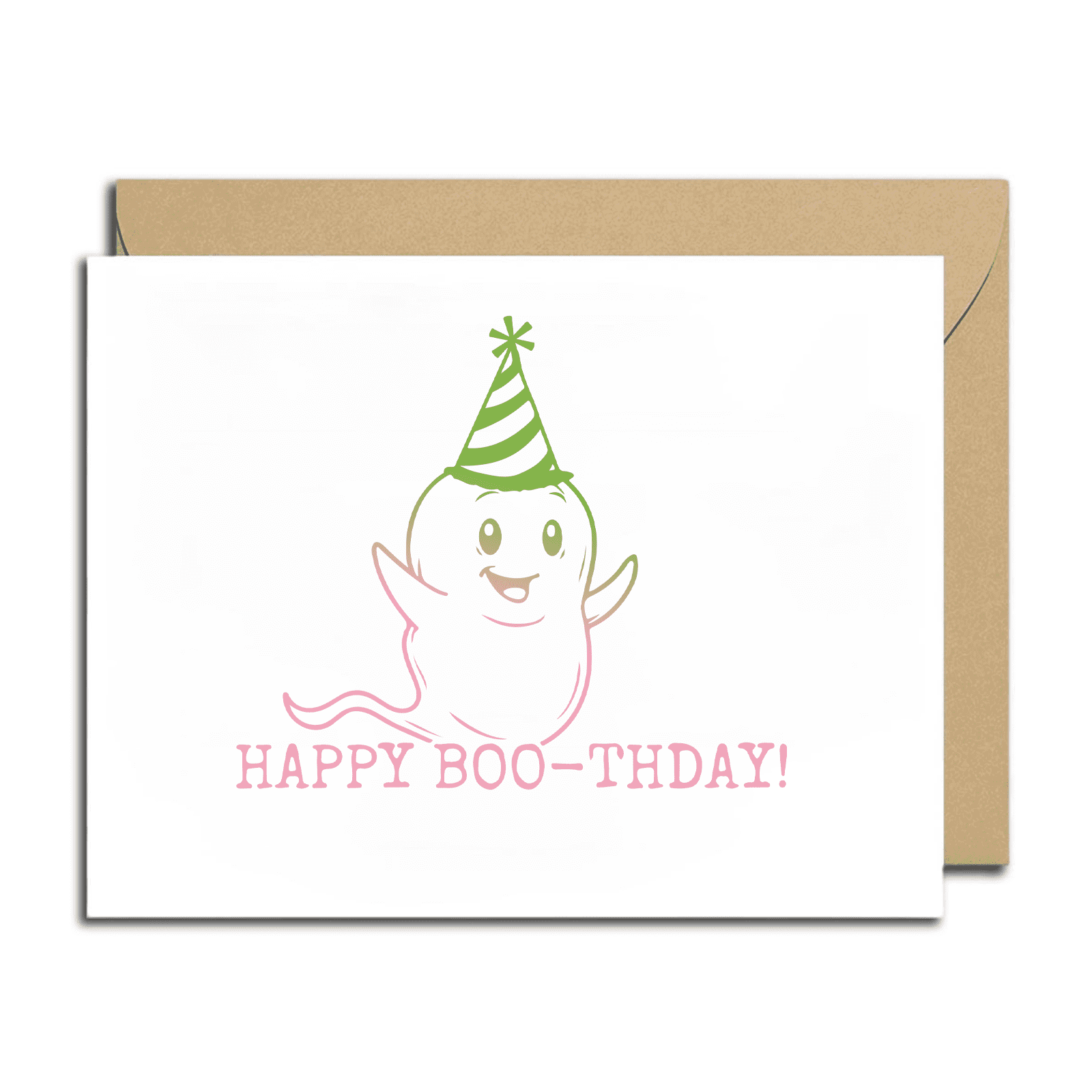 Happy Boo-thday Card for Kids – Cute Ghost with Party Hat Design ...