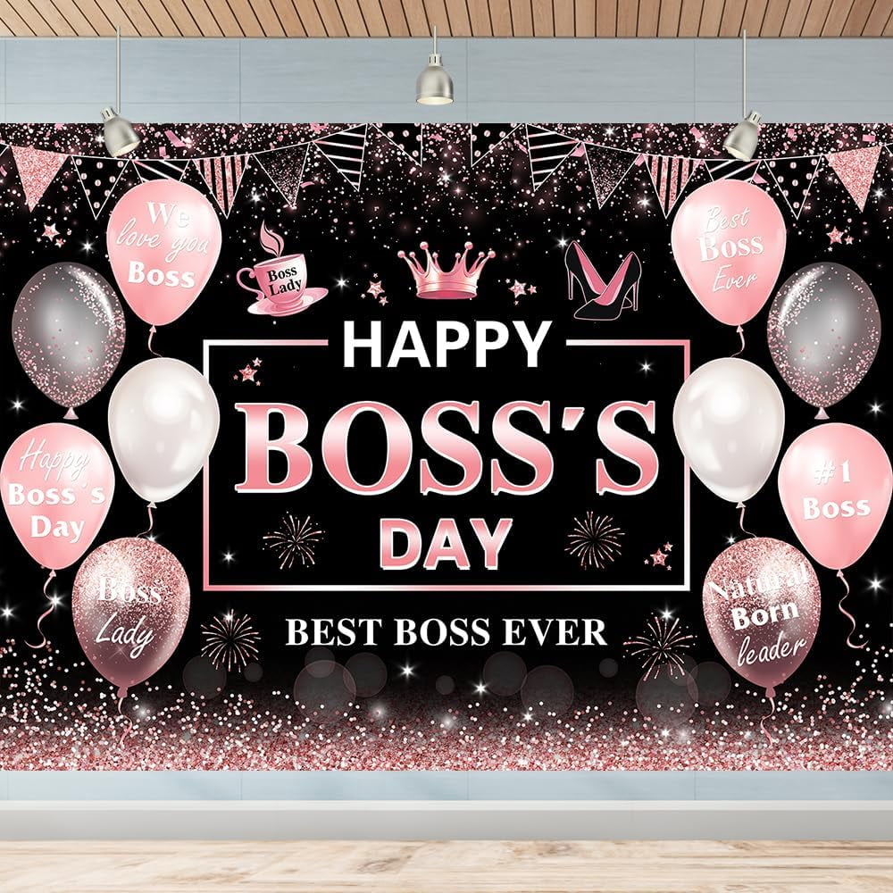 Happy Boss's Day Backdrop Decorations Best Boss Ever Background Banner ...
