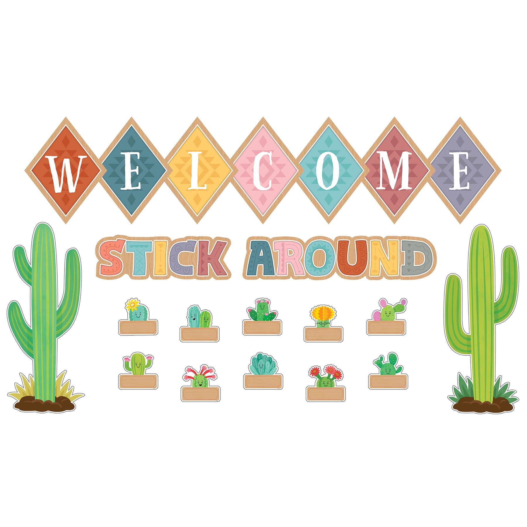 Teacher Created Resources Happy Cactus Crew Welcome Bulletin Board Set ...