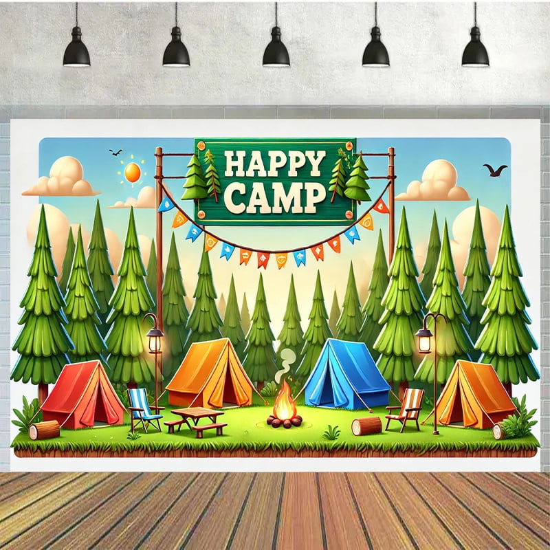Happy Camp Backdrop Campsite Happy Birthday Photography Background ...