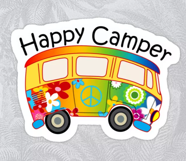 Happy Camper Bus Sticker Bear Mountain Hiking Camping Camp Decal X ...