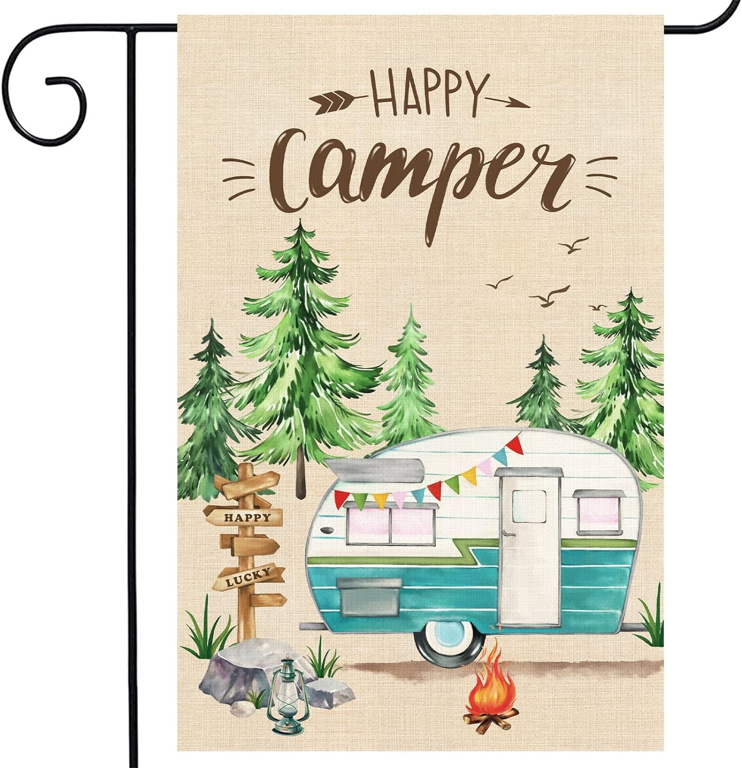Happy Camper Camping Garden Flag 12 X 18 inch Double Sided Vertical ...