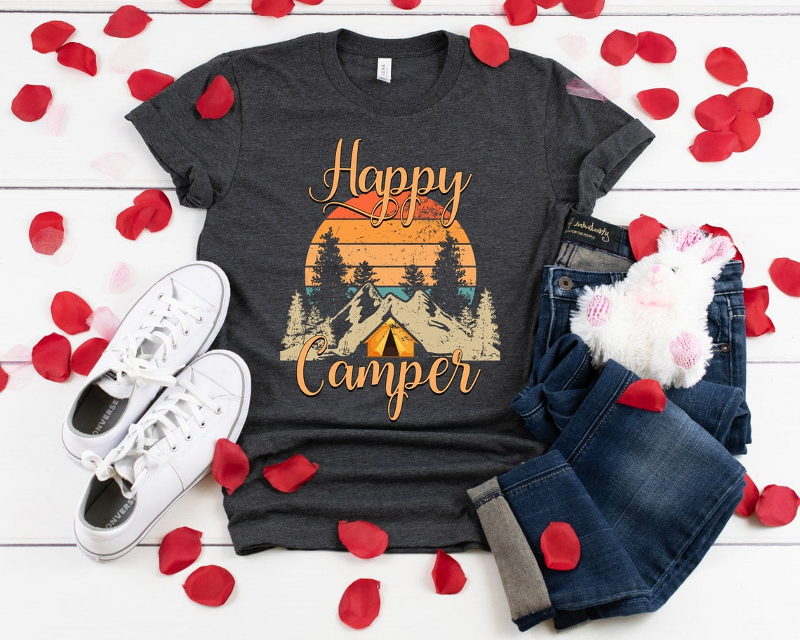 Happy Camper, Camping Life Shirts, Camping Shirt, Camper T-shirt ...