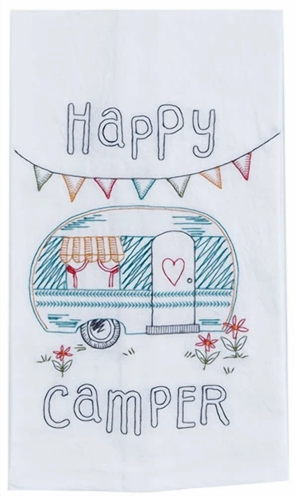 Happy Camper Camping Rv Embroidered Flour Sack Kitchen Towel By Kay Dee ...