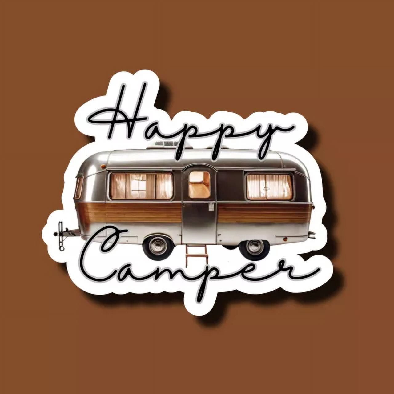 Happy Camper Camping Vintage Style Camper Adventure Road Trip Sticker ...