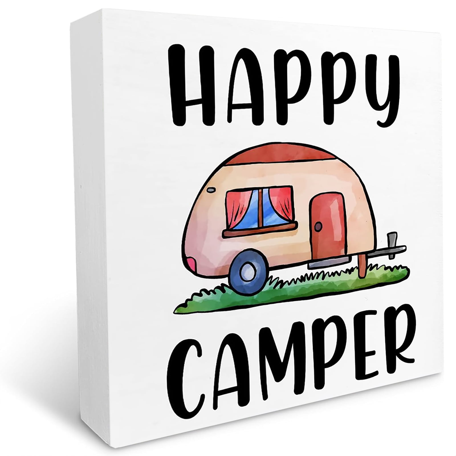 Happy Camper Camping Wood Plaque Sign Desk Decor,Rustic Camping Quote ...