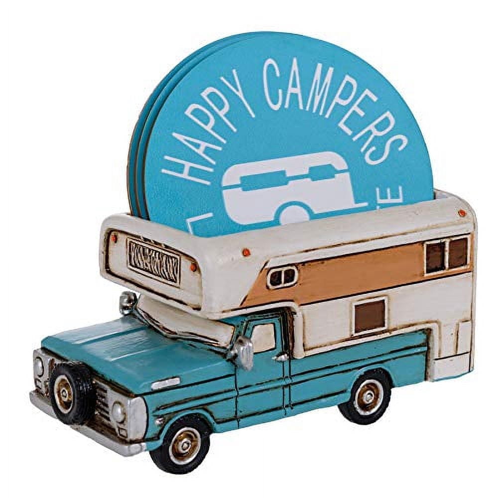 Happy Camper Car Coaster Set - Truck RV Coasters for Drinks Rustic Home ...