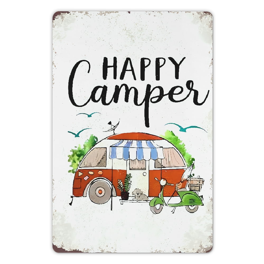 Happy Camper Decor, Camping Wall Decor Camper Adventure Tin Sign, Rv ...