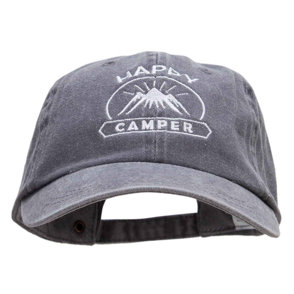 Happy Camper Embroidered Pigment Dyed Wash Caps - Grey OSFM - Walmart.com