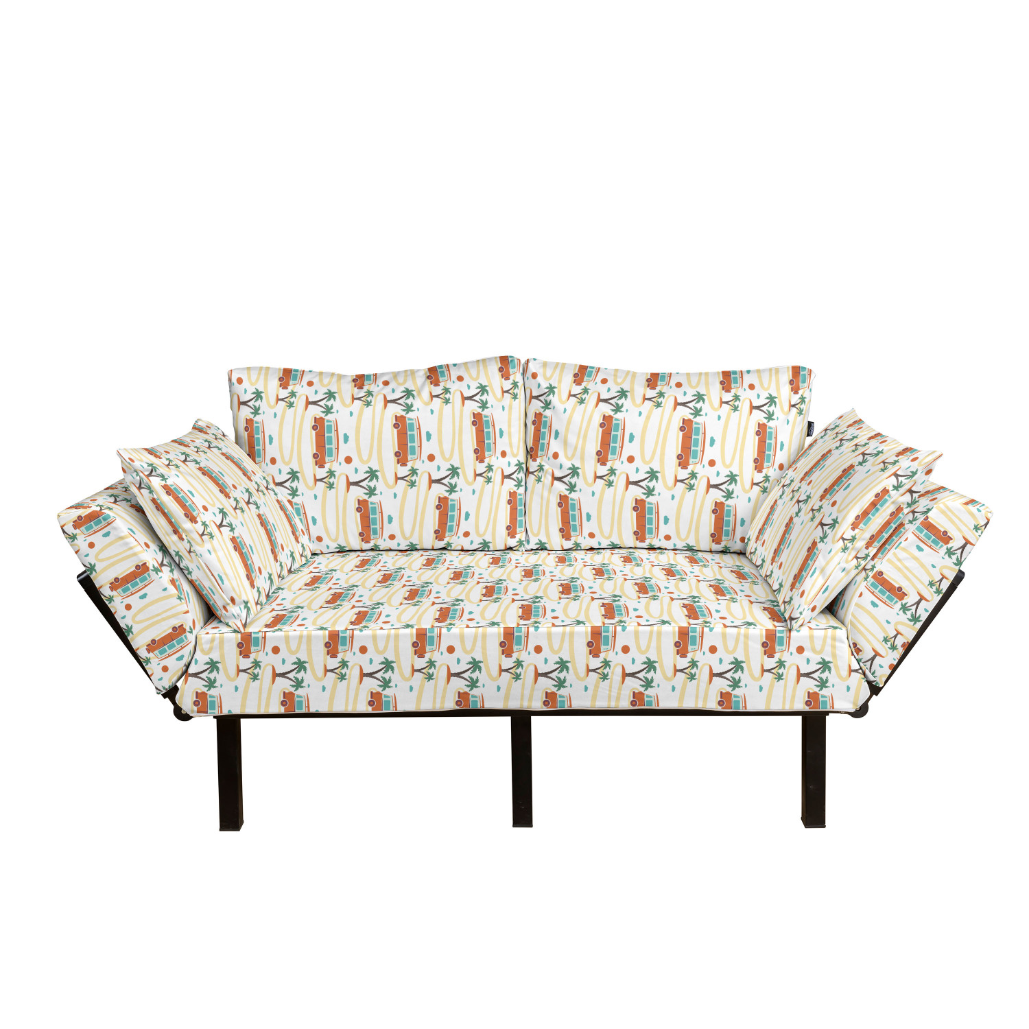 Happy Camper Futon Couch, Hippie Van on Tropical Road Hawaiian Palm ...