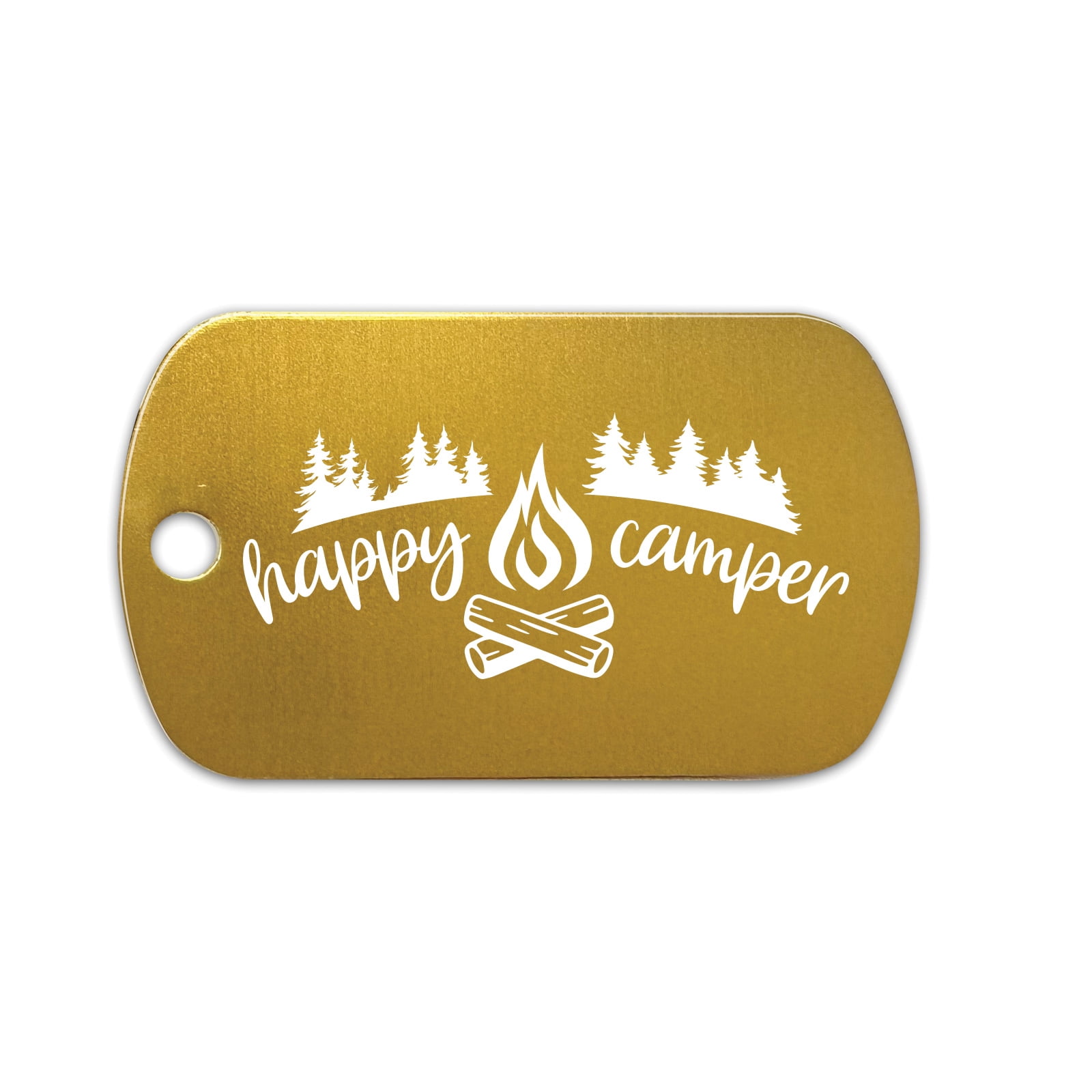 Happy Camper GI Dog Tag Aluminum Keychain camp camping hiking rv ...