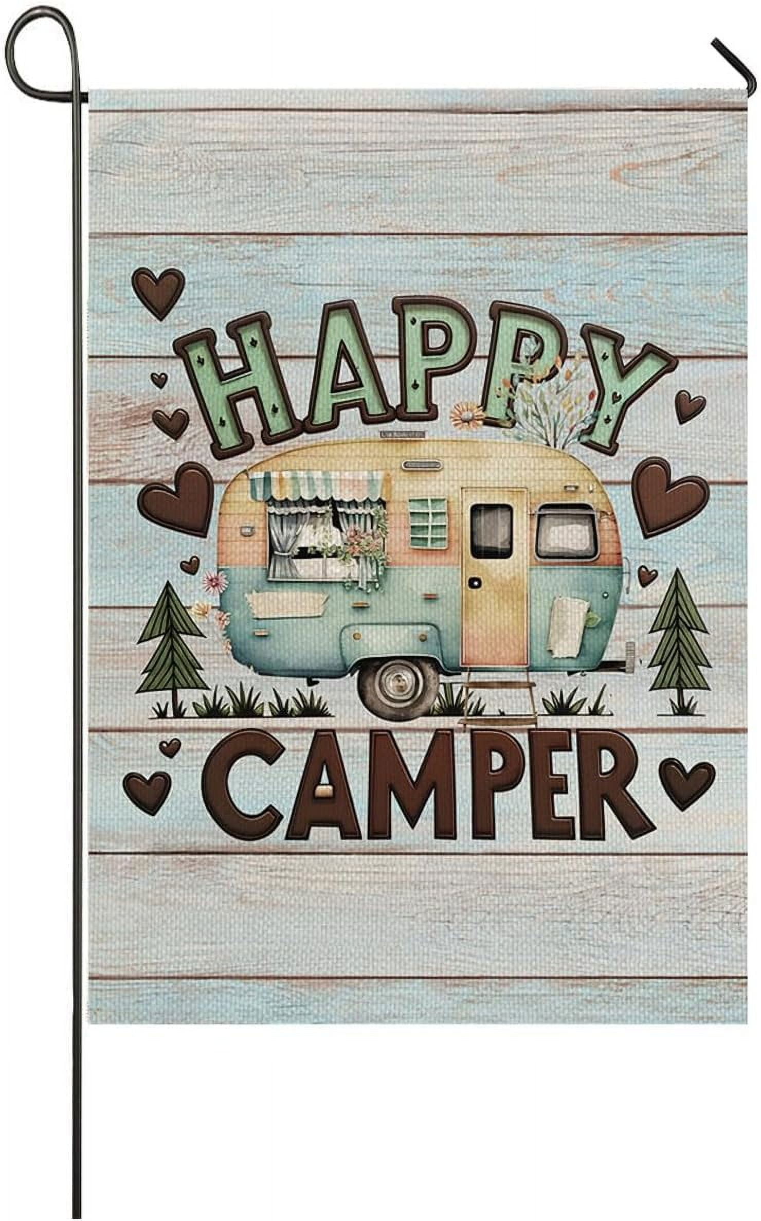 Happy Camper Garden Flag Vertical Double Sided for Campsite Small ...