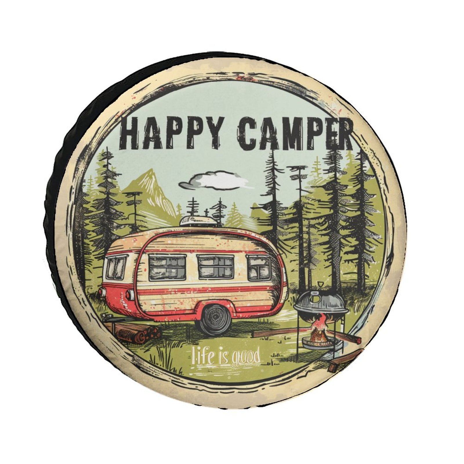 Happy Camper Life Is Good Camping Spare Tire Cover Travel Trailer ...