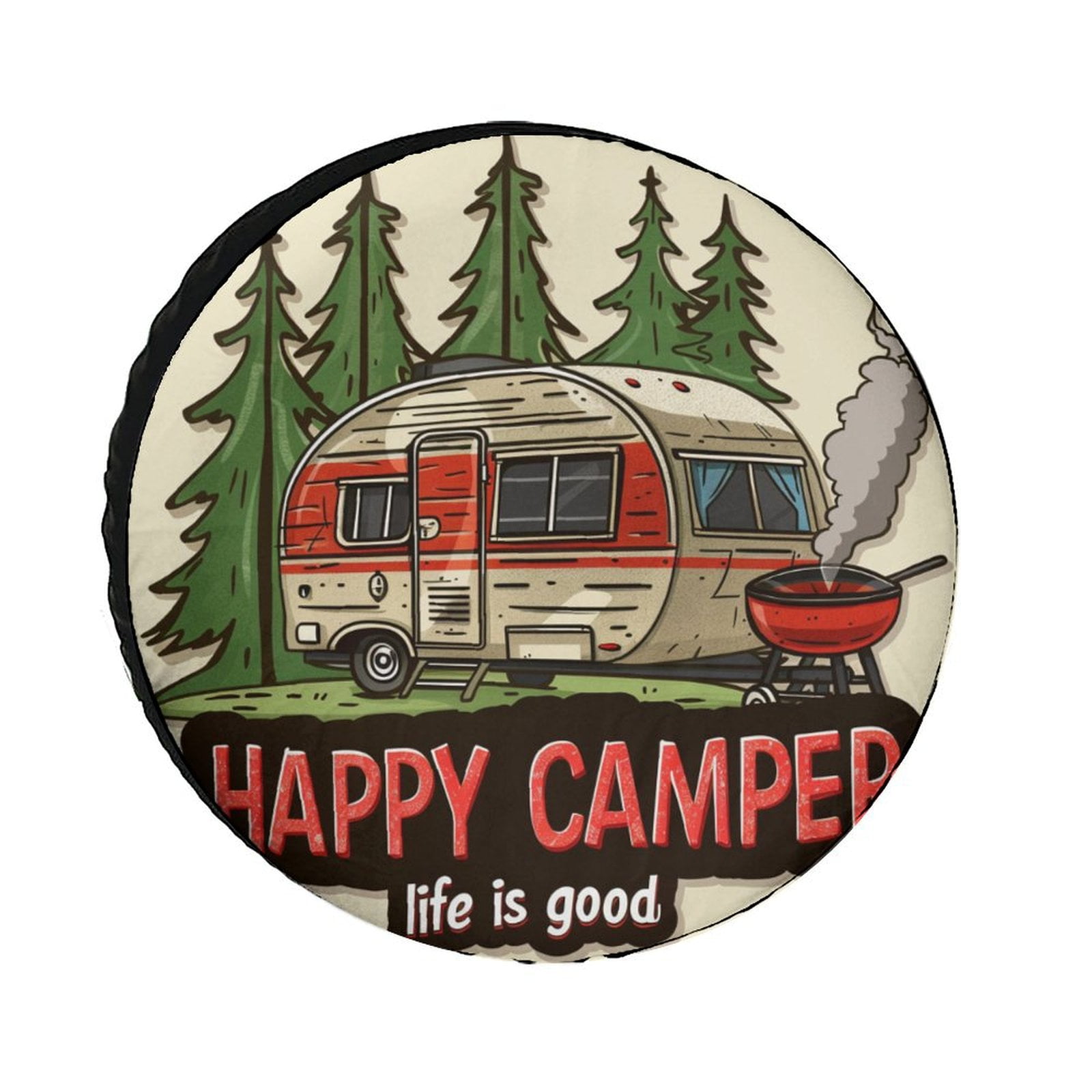 Happy Camper Life Is Good Heavy Duty Spare Tire Cover Vintage ...