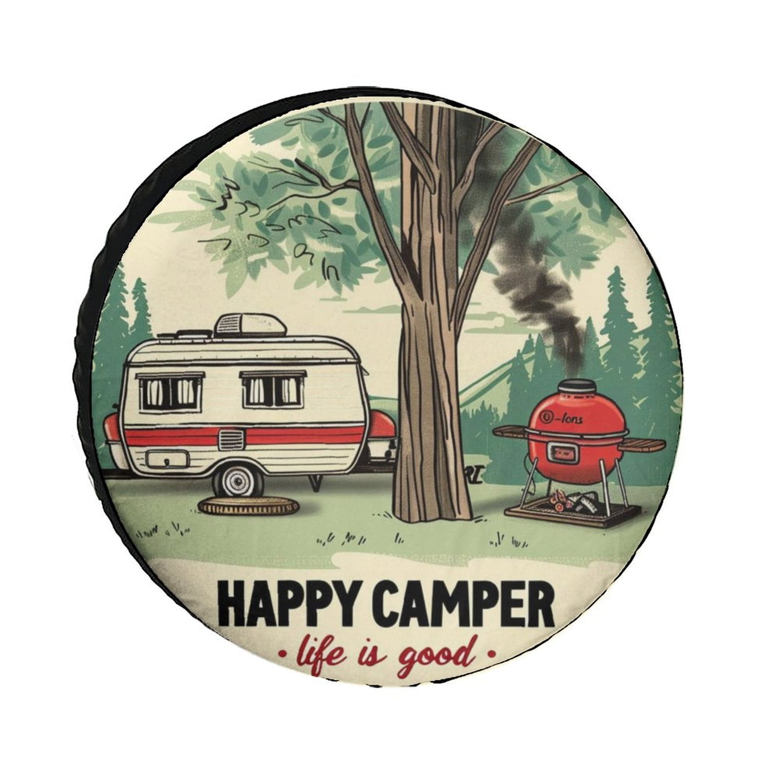 Happy Camper Life Is Good Spare Tire Cover Camper Gifts Polyester ...