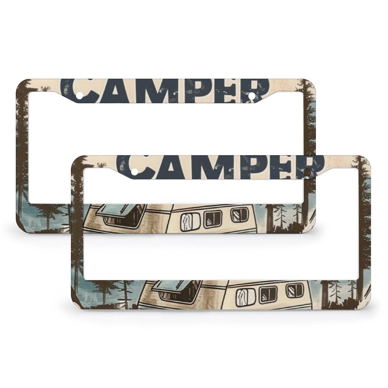 Happy Camper Life Is Good License Plate Frames 2 Pack Camping Camper ...