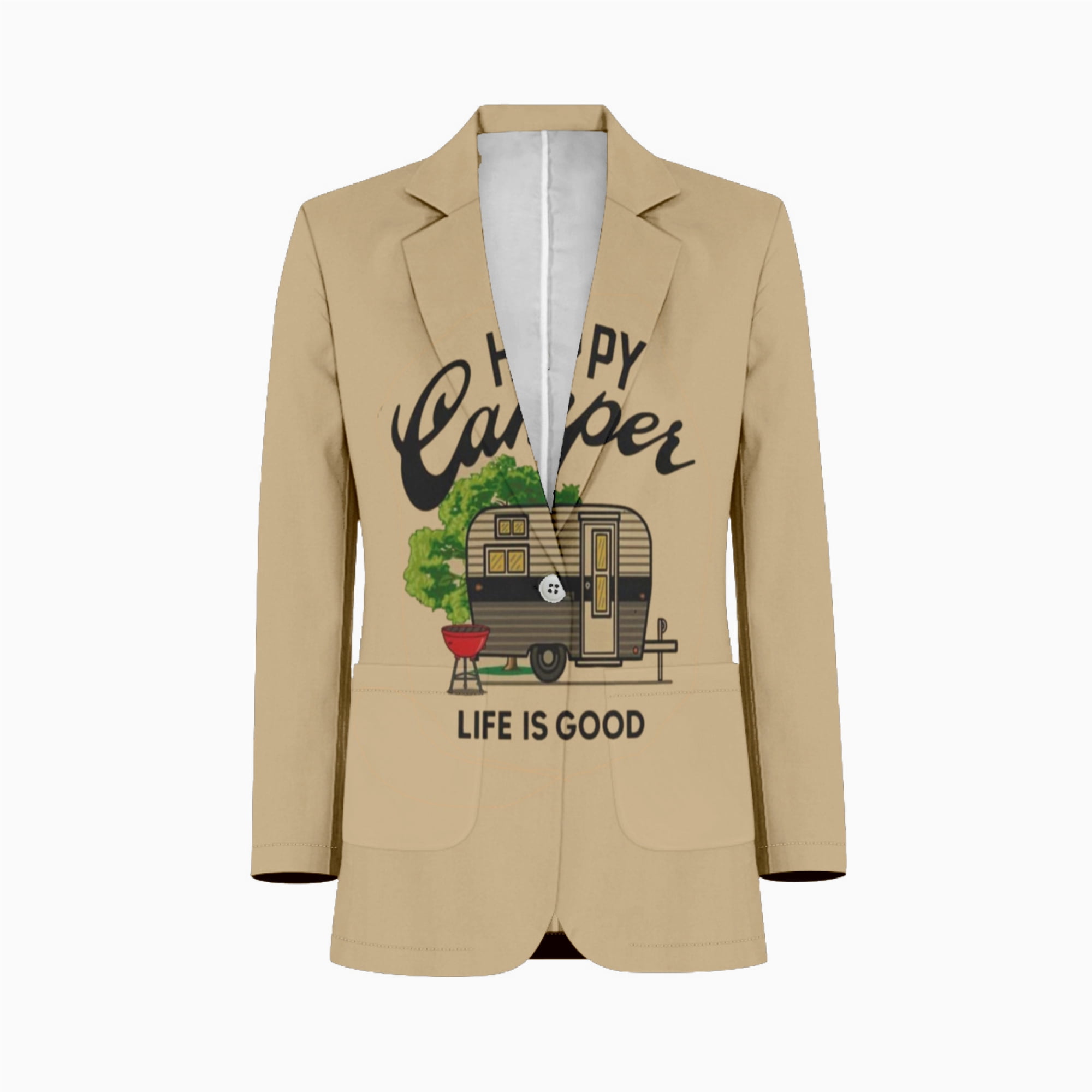 Happy Camper Life Is Good Mens Suits Shawl Collar Slim Fit Suit Mens ...