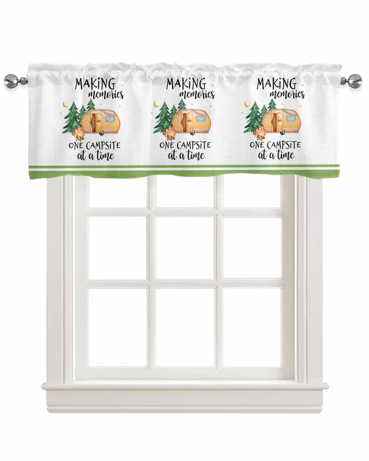 Happy Camper Linen Curtain Valance for Bedroom/Bathroom/Kitchen/Office ...