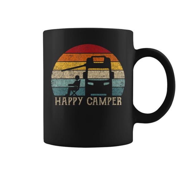 Happy Camper Rv Camping Retro Sun 70S 80S Coffee Mugs - Walmart.com