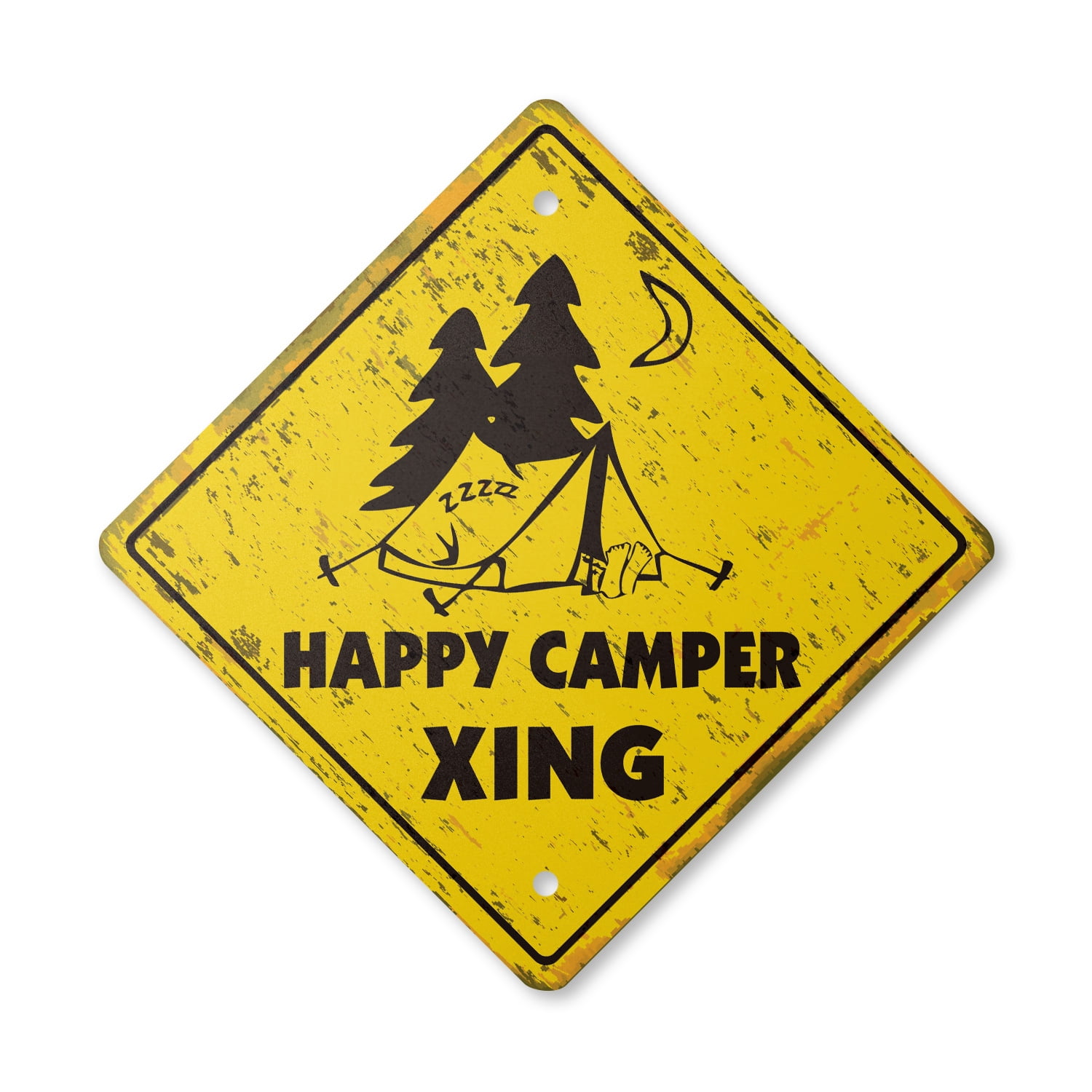 Happy Camper Vintage Crossing Sign Zone Xing | Indoor/Outdoor Plastic ...