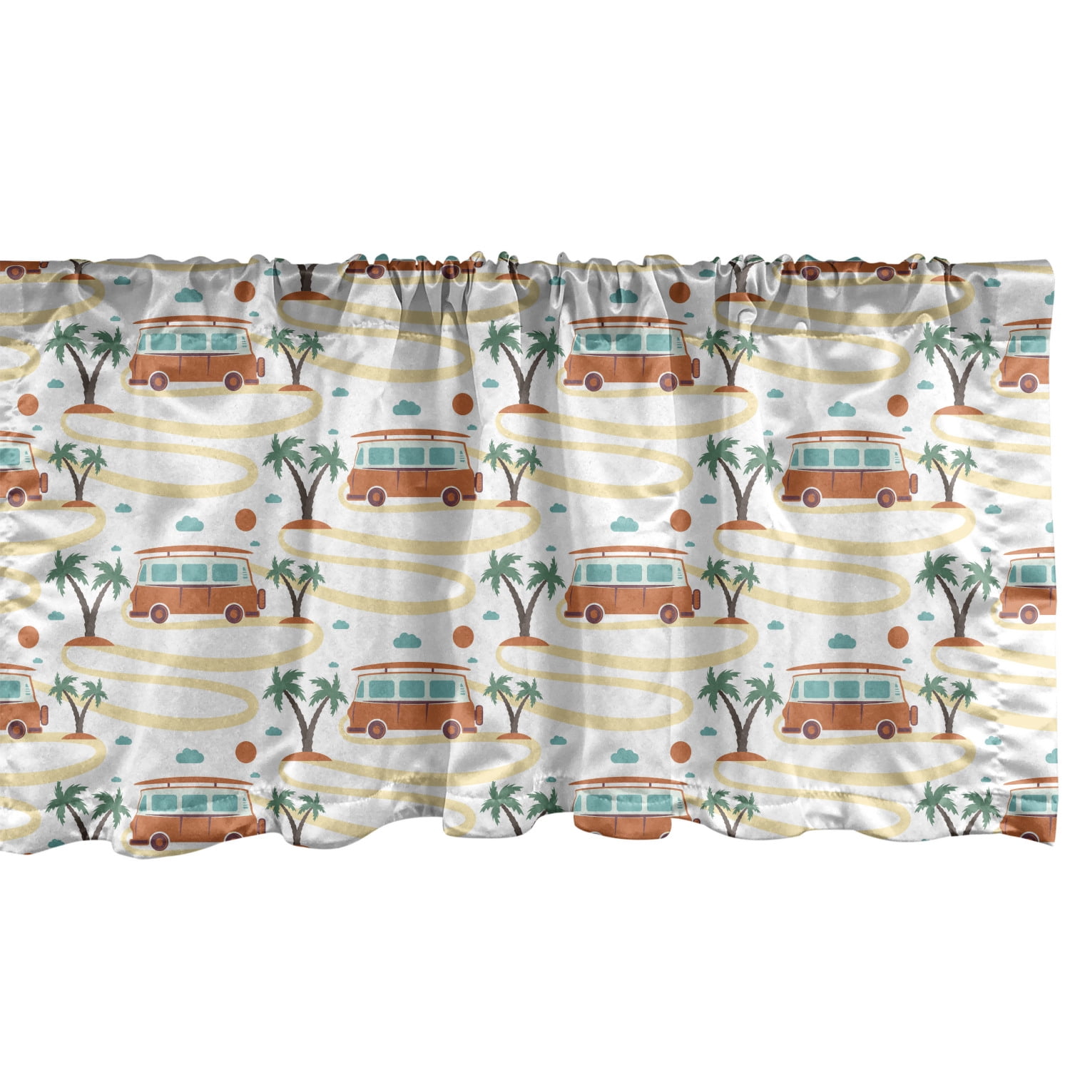 Happy Camper Window Valance Pack of 2, Hippie Van on Tropical Road ...