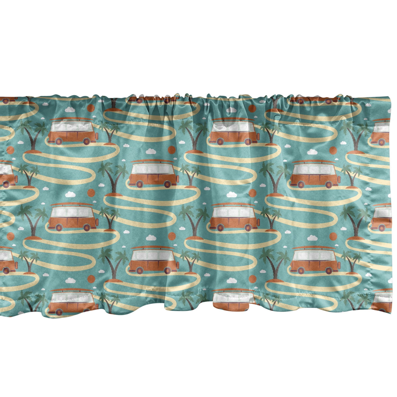 Happy Camper Window Valance Pack of 2, Pattern of Sun Palms and Van on ...
