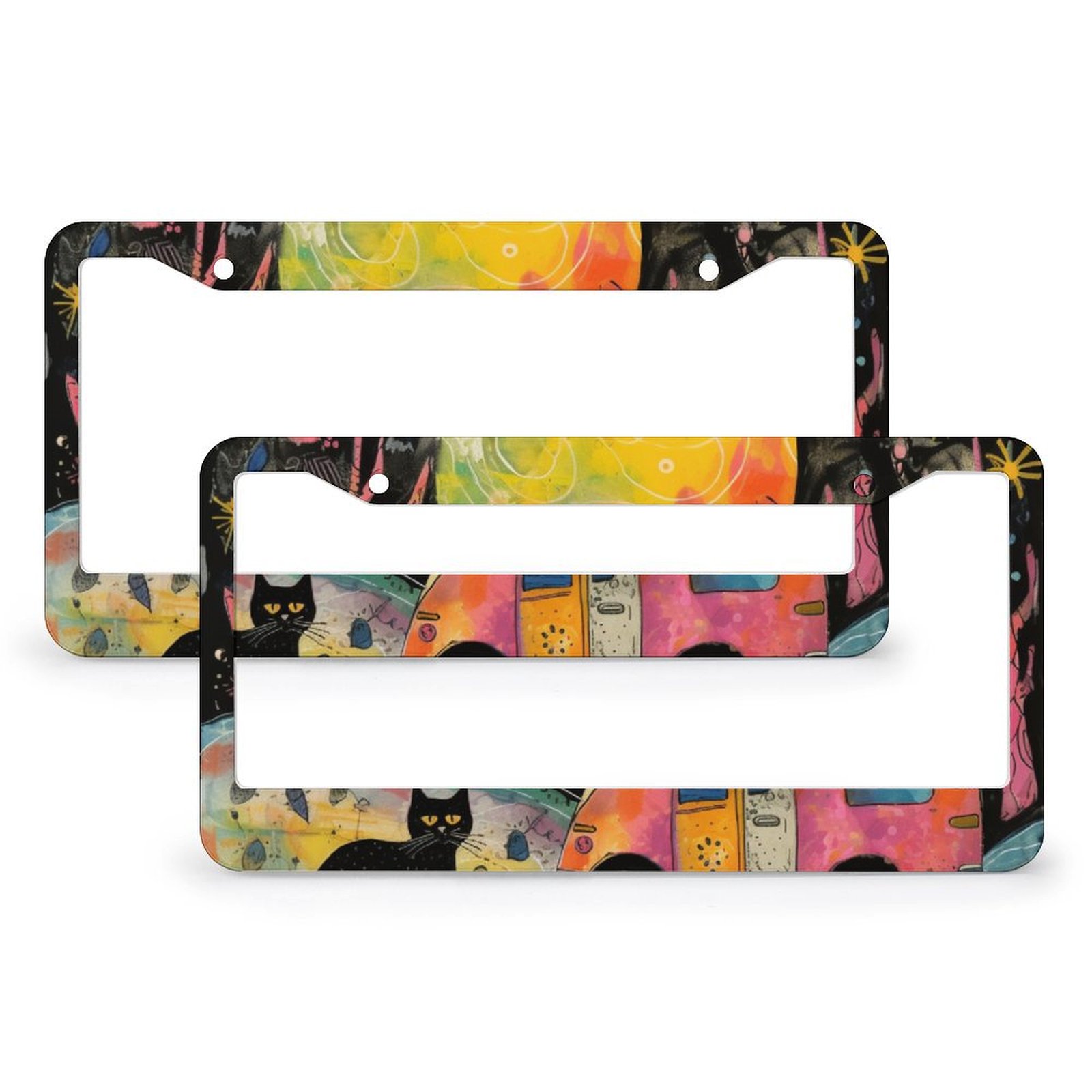 Happy Campers Cat License Plate Frames 2 Pack Camping Vintage Licenses ...
