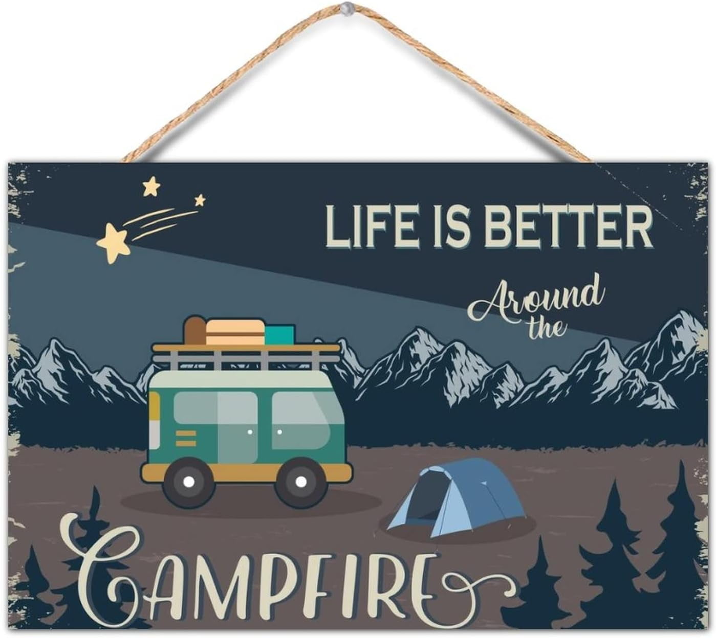 Happy Campers Wood Hanging Sign Camping Decorations for Classroom Happy ...