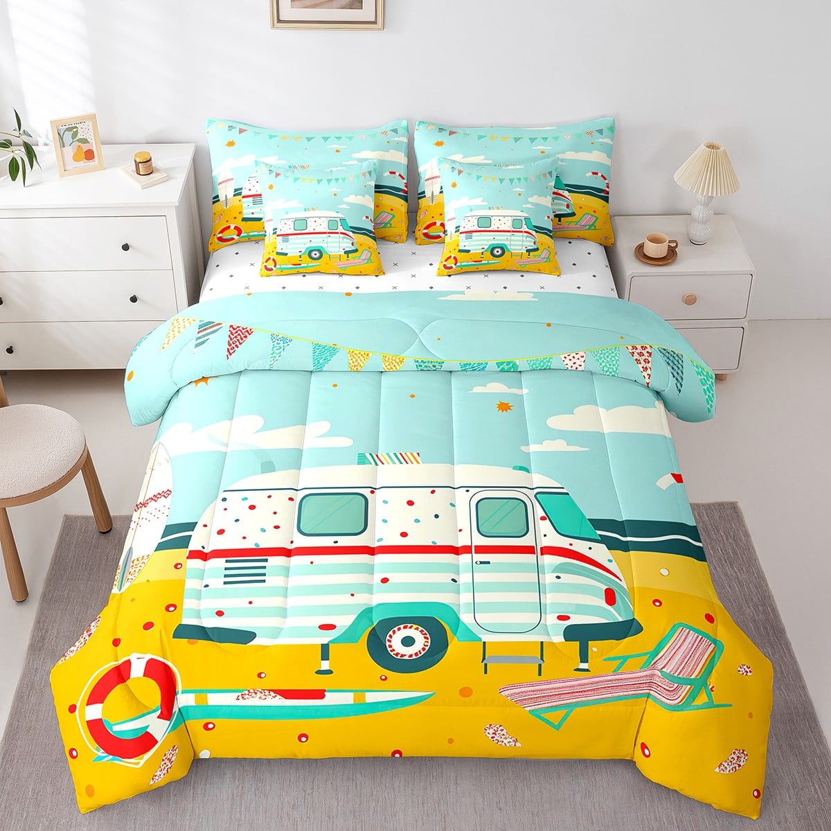 Happy Camping Bed in a Bag Queen Comforter Set 7 Piece,Camp Travel Car ...