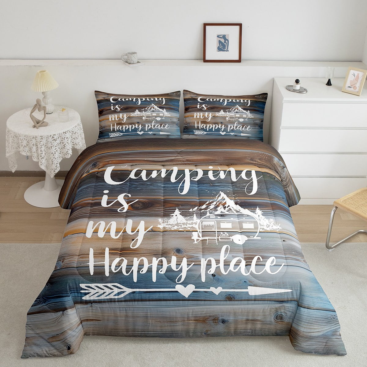 Happy Camping Bedding ,Camper Comforter Set for Travel Trailers,RV ...