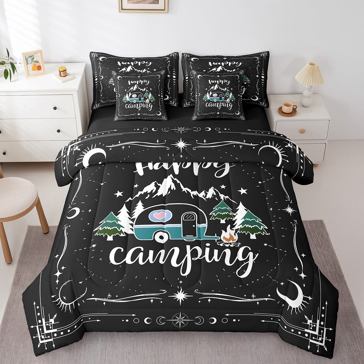 Happy Camping Bedding Comforter Sets 7-Piece Cartoon Camper RV Car Bed ...