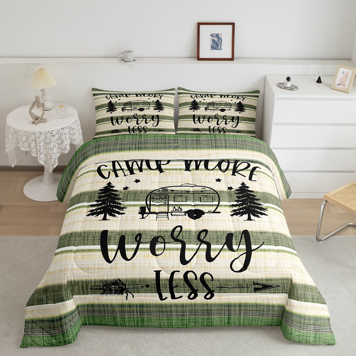 Happy Camping Bedding ,Camper Comforter Set for Travel Trailers,RV ...