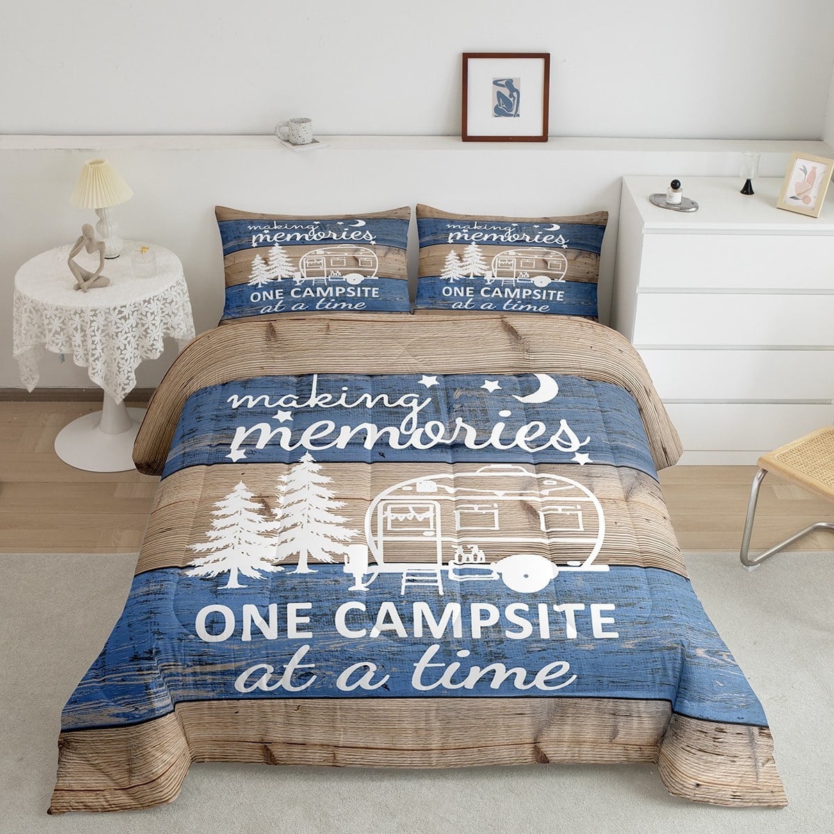 Happy Camping Bedding for Girls,Camper Comforter Set for Travel ...