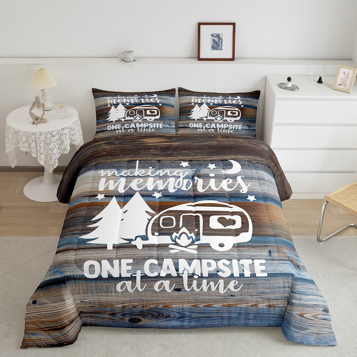 Happy Camping Bedding for Kids Girls,Camper Comforter Set for Travel ...