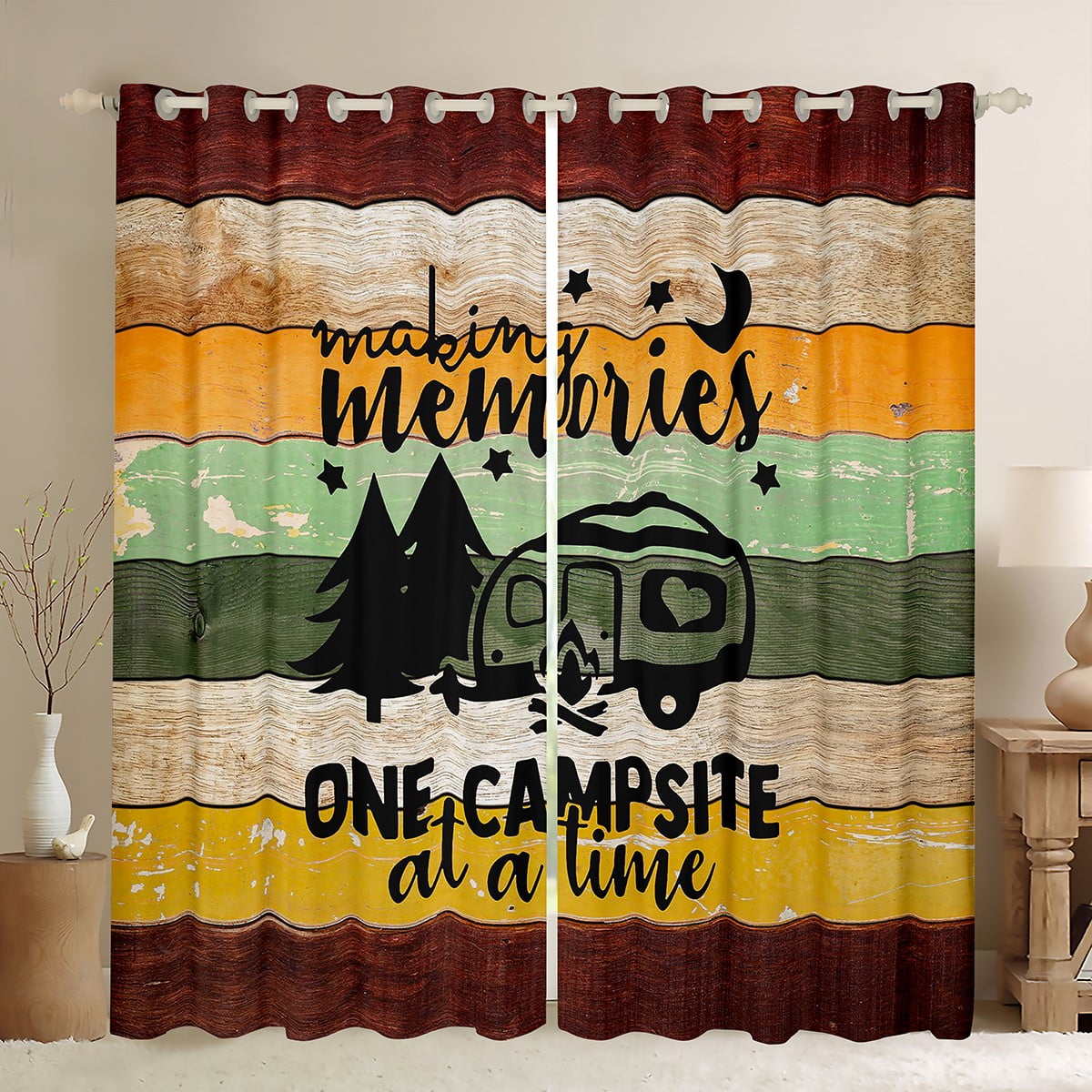 Happy Camping Blackout Curtains,Camper Curtains & Drapes,RV Camping Car ...