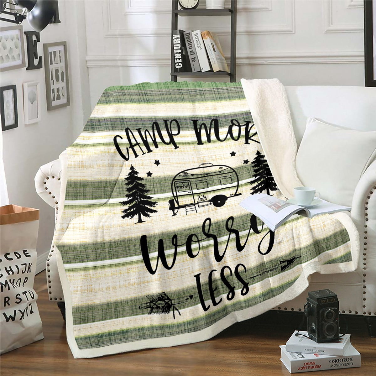 Happy Camping Blanket,Camper Throw Blanket for Travel Trailers,RV ...