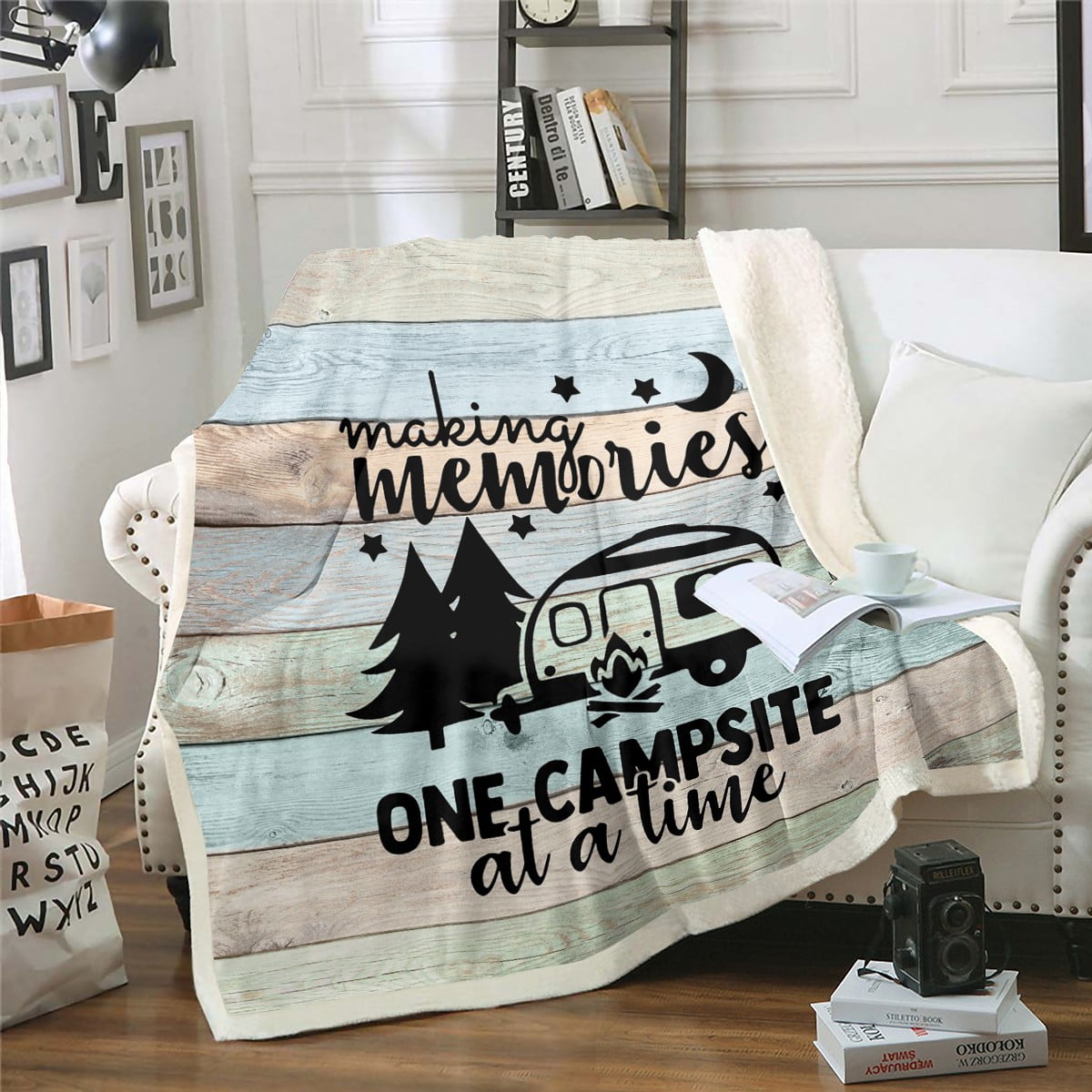 Happy Camping Blanket,Camper Throw Blanket for Travel Trailers,RV ...