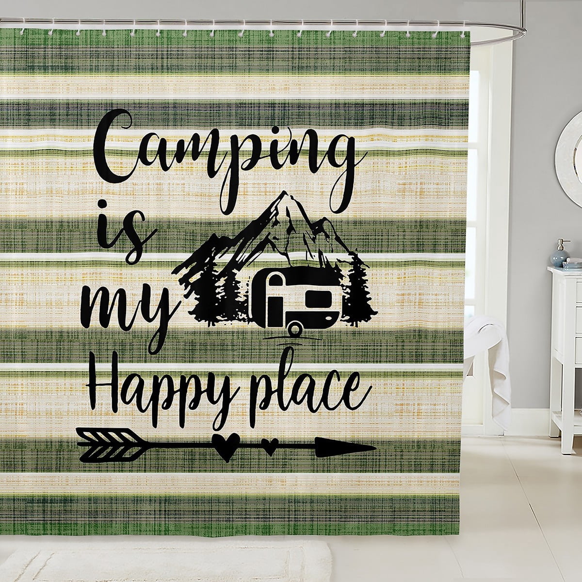 Happy Camping,Camper Shower Curtain Sets for Travel Trailers,RV Camping ...
